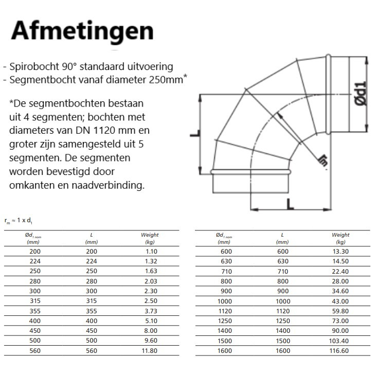 Spiro bocht - ∅ 355 mm - 90° - voor spirobuis kopen? | Spirototaal